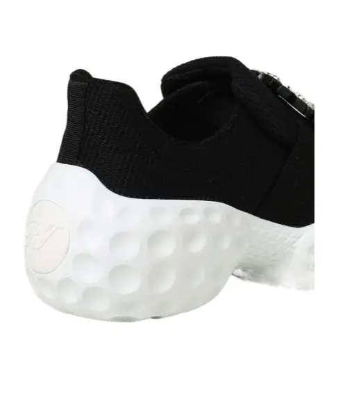 ROGER VIVIER Viv' Run Embellished Buckle Sneakers - Black