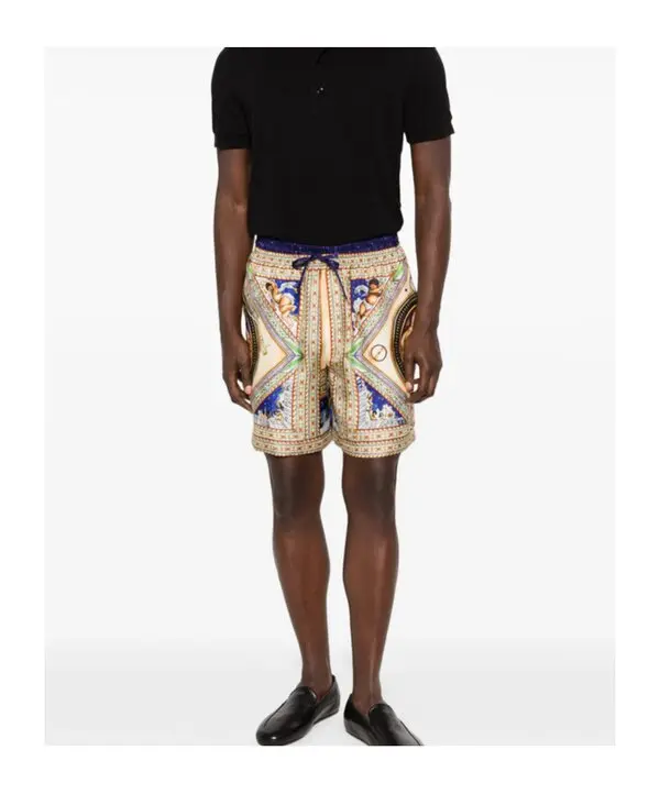 Casablanca Printed Satin Shorts - Nude