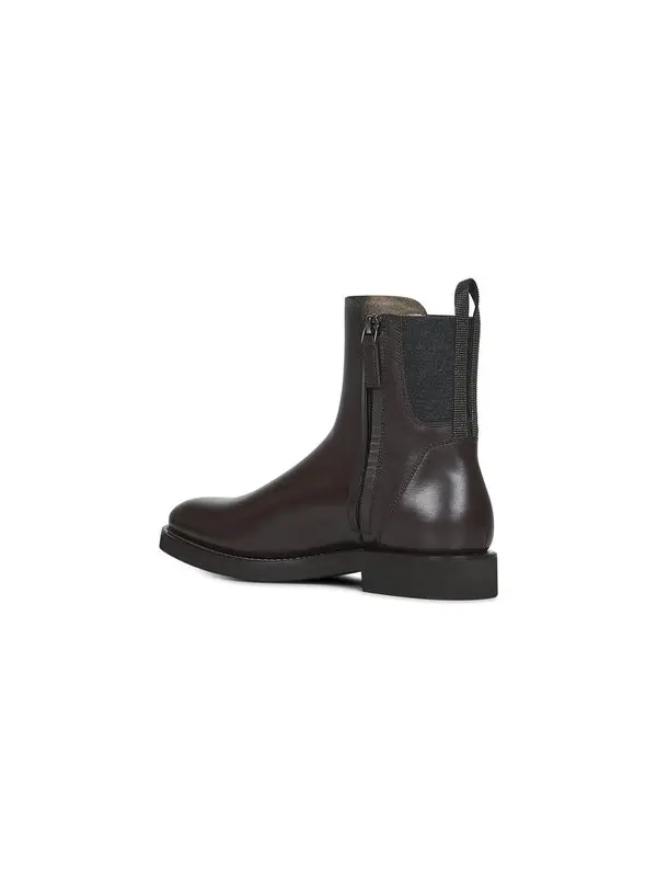 Brunello Cucinelli Round Toe Ankle Boots With Side Zip