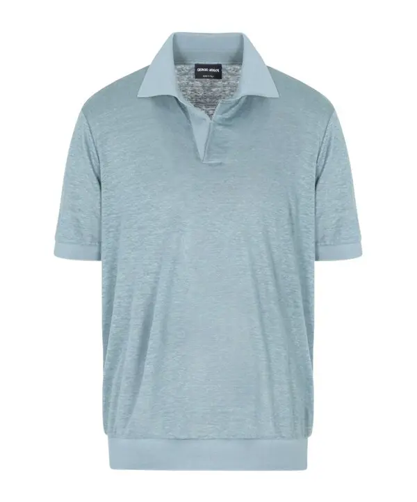 Giorgio Armani Short-sleeved Polo Shirt - Light Blue