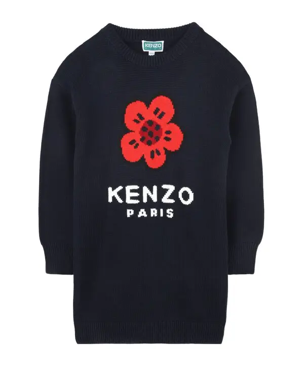 Kenzo Boke Flower Knitted Dress - Navy Blue