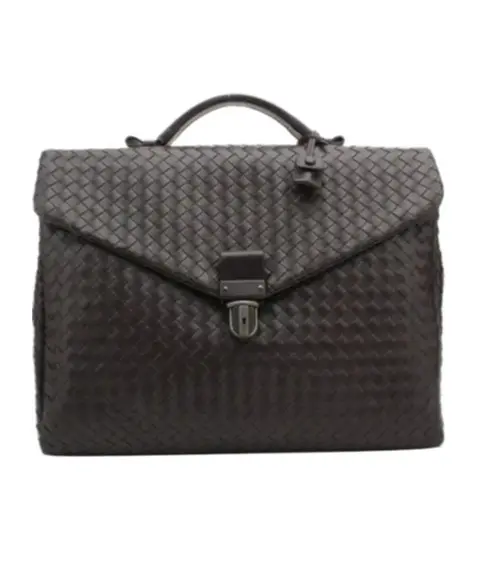 Bottega Veneta Intrecciato Leather Briefcase - Black