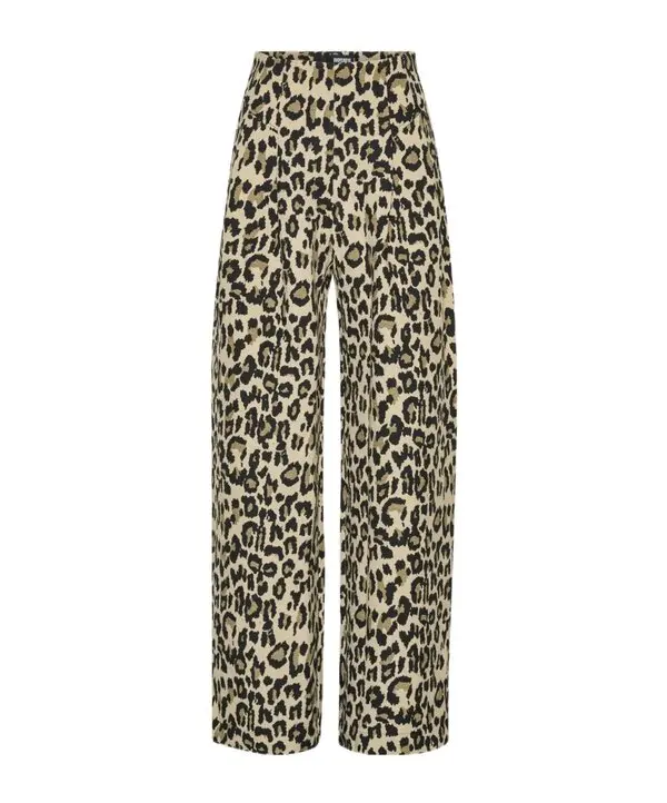 ROTATE BY BIRGER CHRISTENSEN Leopard Printed Wide Leg Jeans - Nude
