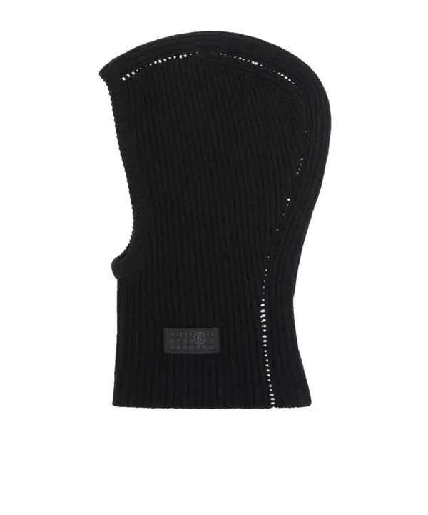 MAISON MARGIELA Knitted Balaclava With Contrast Stitching - Black