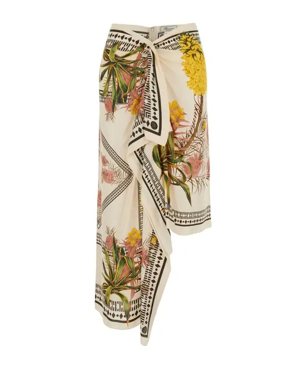 Blumarine Floral Printed Asymmetric Sarong Skirt - Multicolor