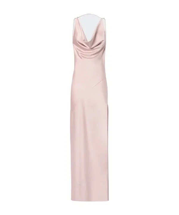 Andamane Vera Cowl-neck Side-slit Maxi Dress - Nude
