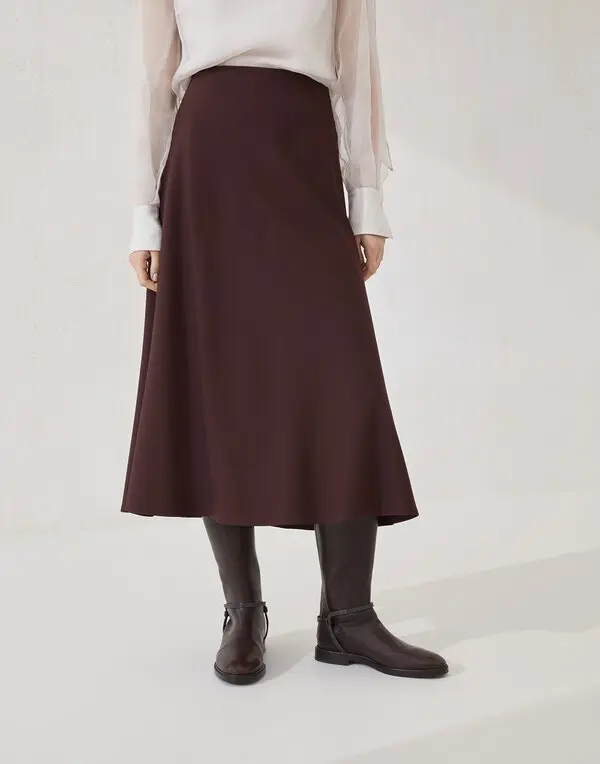 Brunello Cucinelli A-line Flared Hem Midi Skirt - Red