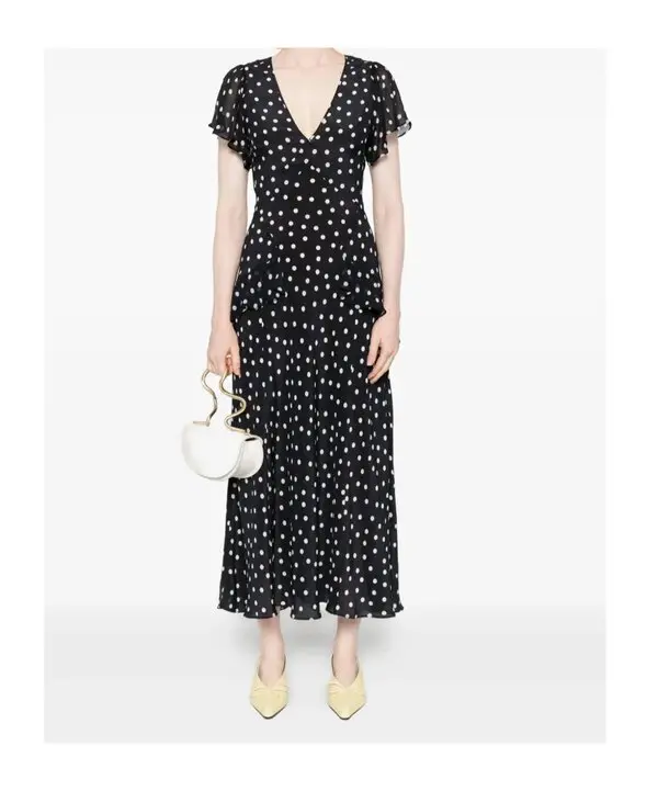 Rixo Evie Frill Dress In Polka Dot