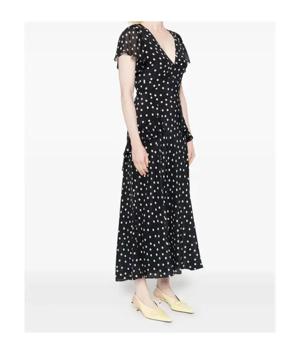 Rixo Evie Frill Dress In Polka Dot