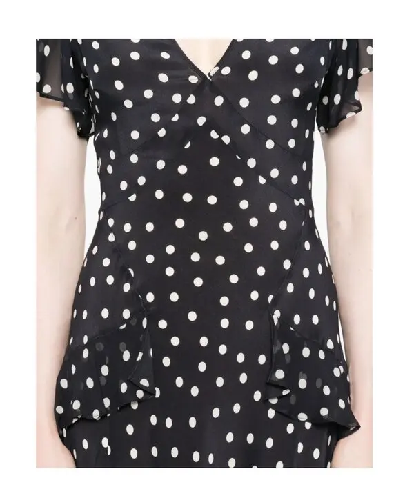 Rixo Evie Frill Dress In Polka Dot