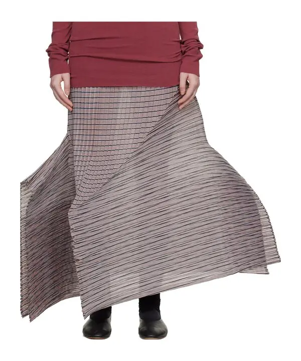 Issey Miyake Generic Stripes Pleated Skirt - Gray