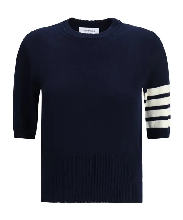 Thom Browne Knit Jumper With Horse Motif And Signature Stripes - Navy Blue