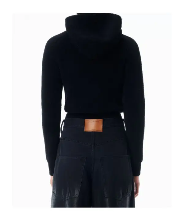 Alexander Wang Logo Ribbed Fleece Zip-up Hoodie