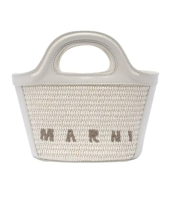 Marni Tropicalia Logo Embroidered Micro Tote Bag - White