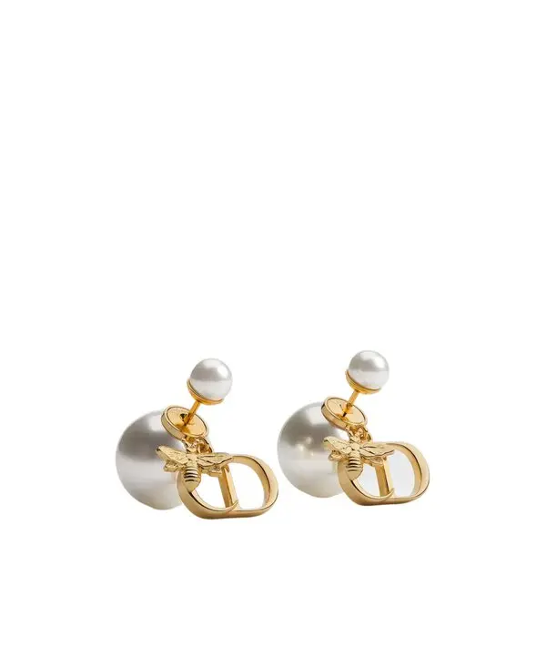 Dior Tribales Earrings With Cd Signature And Bee Motif - Yellow