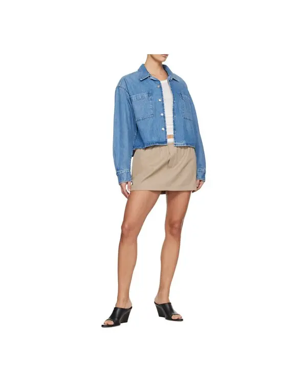 Alexander Wang Cropped Denim Shirt With Logo Pocket
