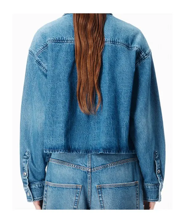 Alexander Wang Cropped Denim Shirt With Logo Pocket