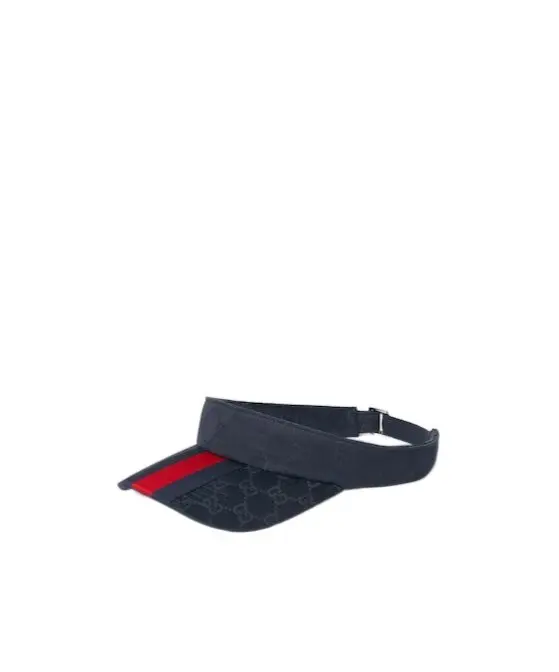 Gucci Gg Cotton Visor With Web Detail - Dark Blue