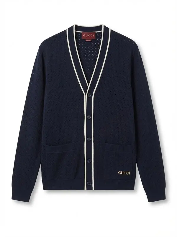 Gucci Long-sleeved Knitted Cardigan - Blue