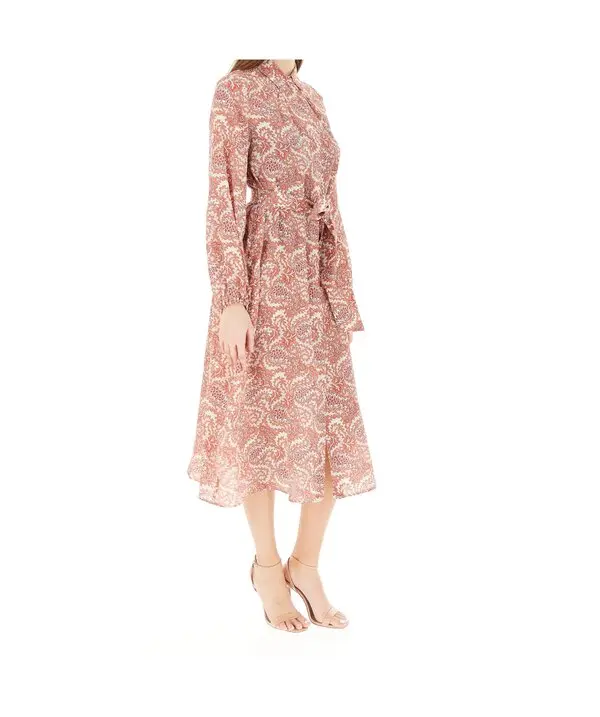 Max Mara Long Sleeve Printed Midi Dress