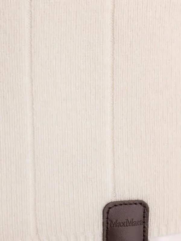 Max Mara Cashmere Yarn V-neck Sweater With Ribbed Pattern And Logo Detail