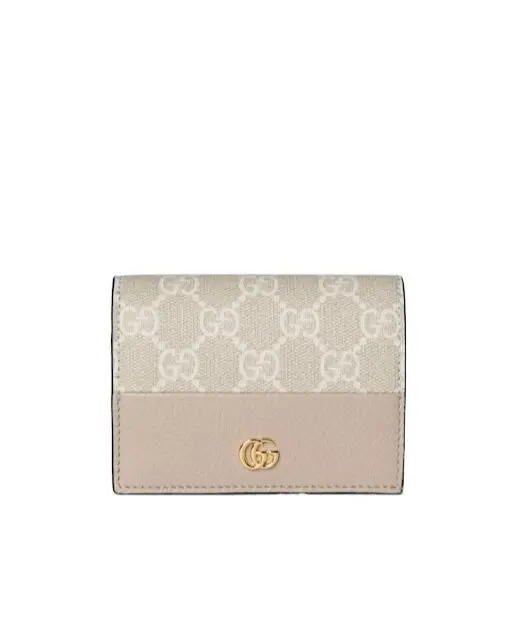 Gucci Bi-color Gg Marmont Small Wallet - Beige And White