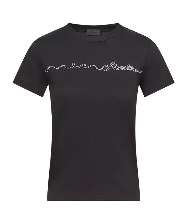 Moncler Logo Printed Crewneck T-shirt - Black