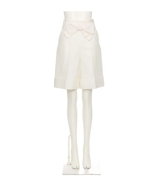 Valentino Garavani Bow Detailed Bermuda Shorts - Ivory White