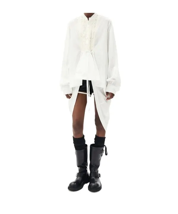 ANN DEMEULEMEESTER High Comfort Shirt With Ruffled Bodice - Natural White