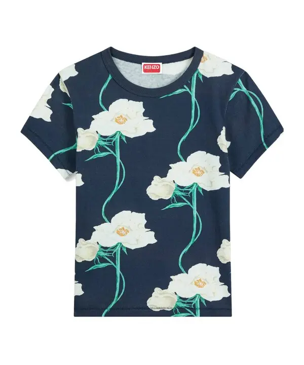Kenzo Floral Print T-shirt - Navy Blue