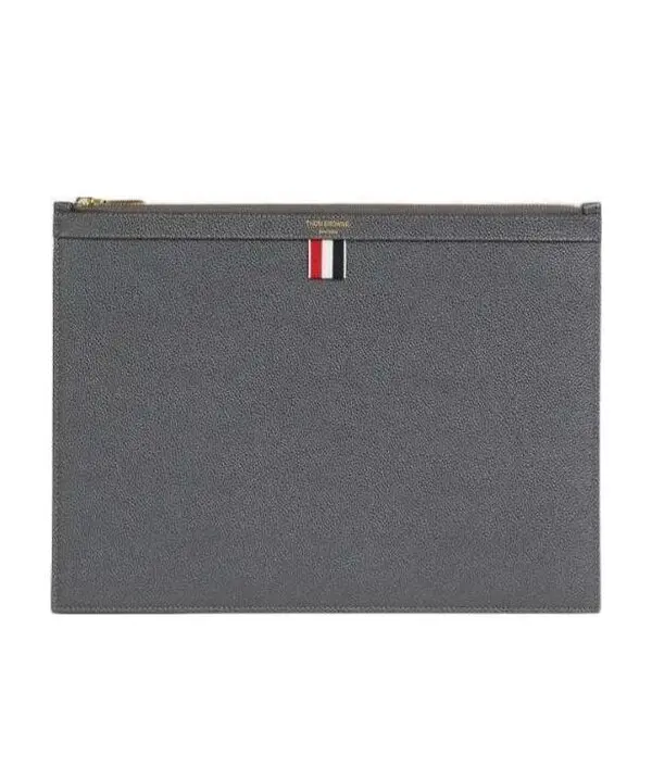 Thom Browne Pebble Grain Leather Document Holder - Dark Gray