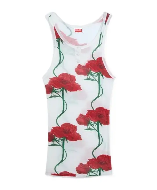 Kenzo Floral Print Tank Top - White