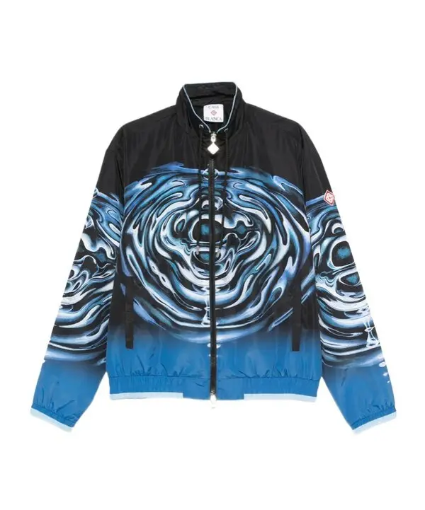 Casablanca Long-sleeved Jacket With High Neck And Printed Design - Blue