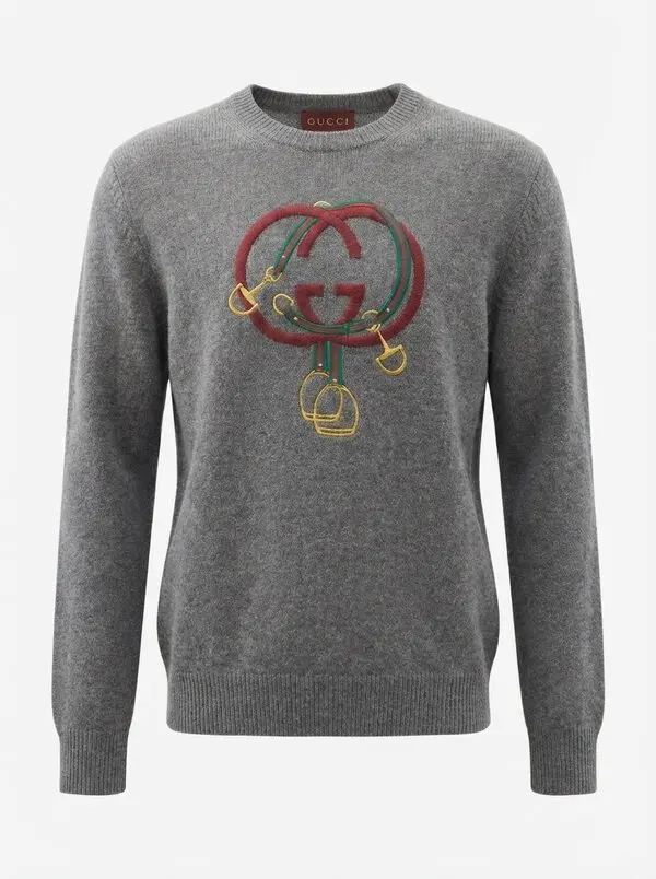 Gucci Embroidered Wool Sweater - Dark Gray