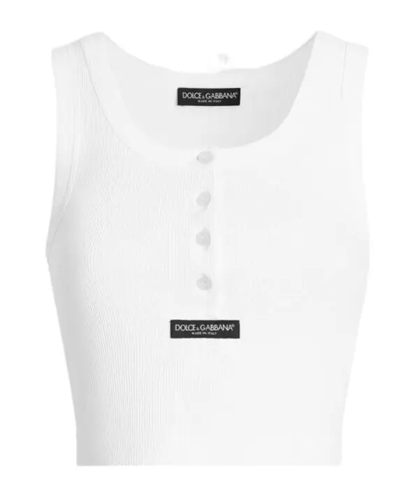 Dolce & Gabbana Ribbed Logo Tank Top - White