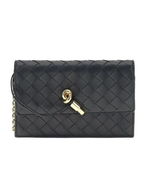 Bottega Veneta Woven Chain Clutch - Black