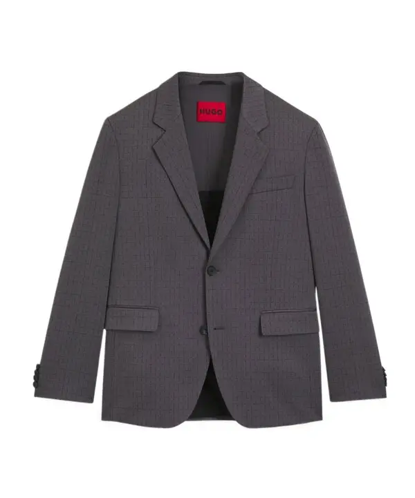 Hugo Boss Plaid Wool Blend Suit Jacket