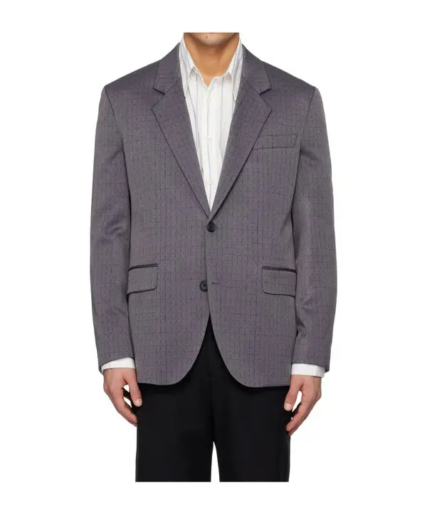 Hugo Boss Plaid Wool Blend Suit Jacket