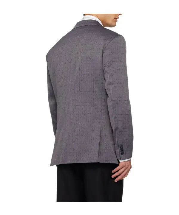 Hugo Boss Plaid Wool Blend Suit Jacket