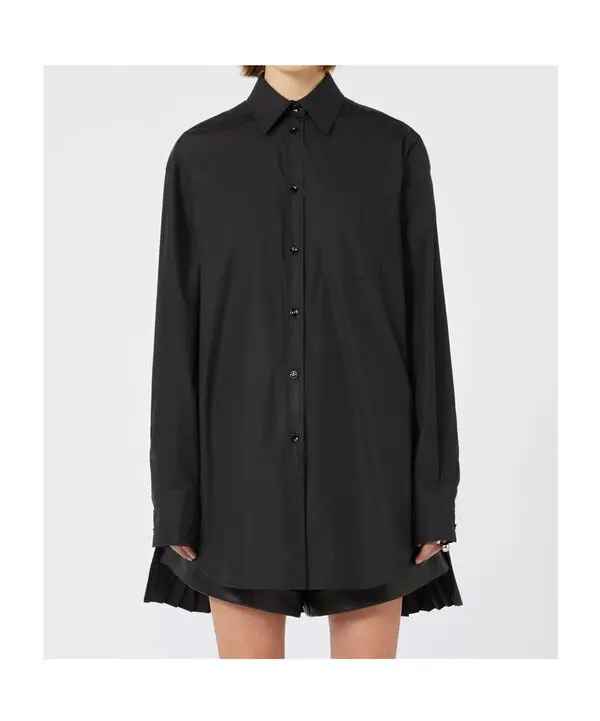 Sportmax Nespola Long-sleeved Shirt With Pleated Detail - Black