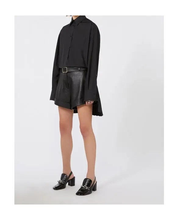 Sportmax Nespola Long-sleeved Shirt With Pleated Detail - Black