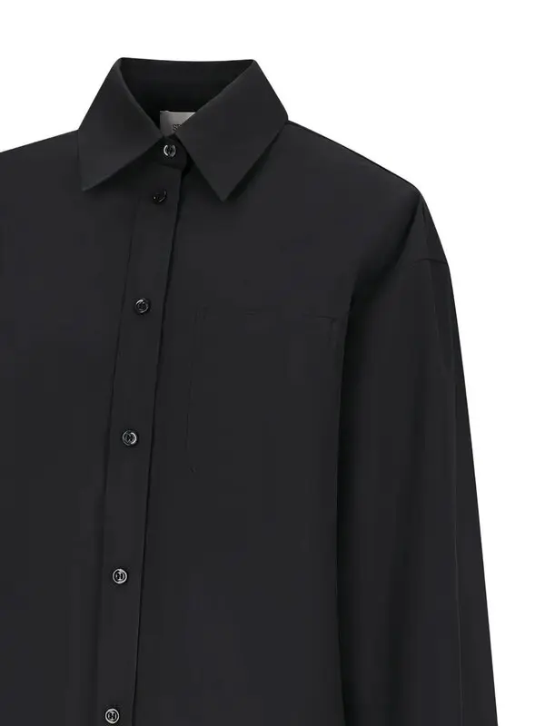 Sportmax Nespola Long-sleeved Shirt With Pleated Detail - Black