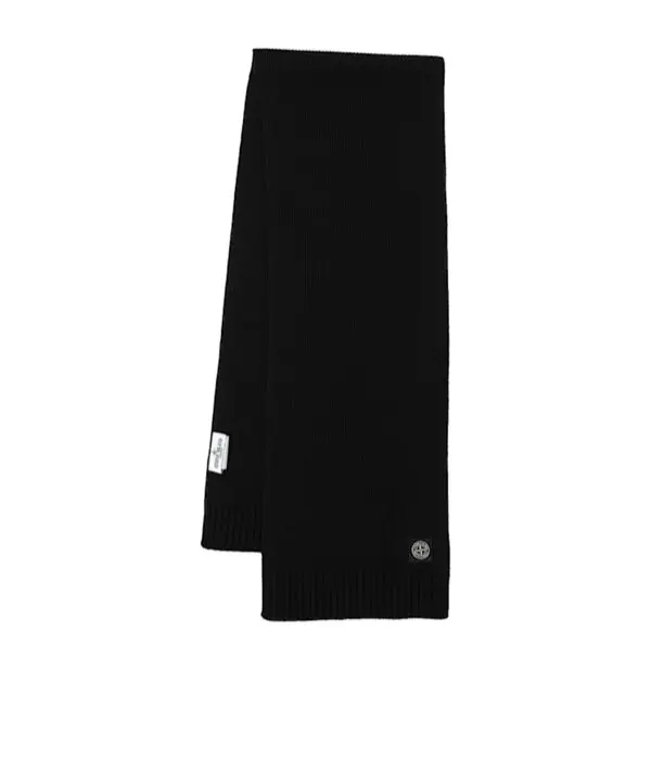 Stone Island Wool Blend Knit Scarf - Black
