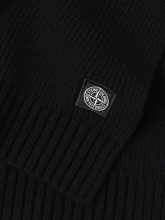 Stone Island Wool Blend Knit Scarf - Black