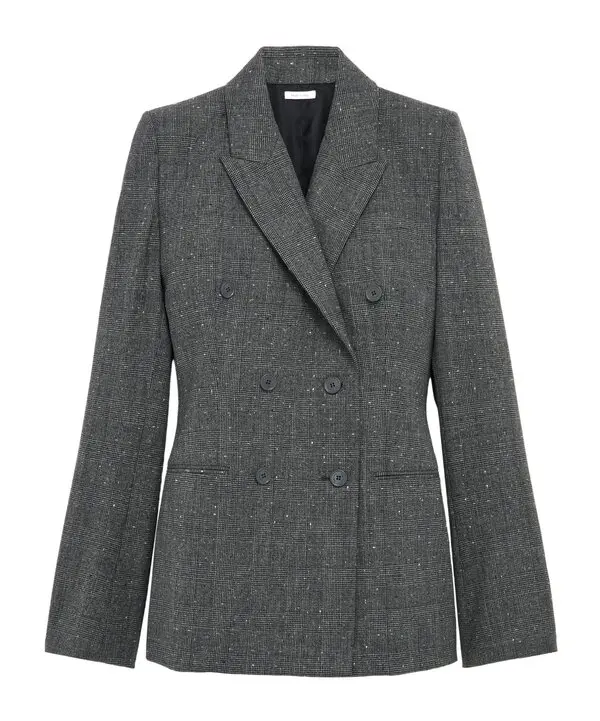 Alexander McQueen Flecked Glen Check Double-breasted Jacket - Black/ivory