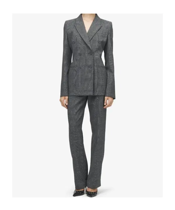 Alexander McQueen Flecked Glen Check Double-breasted Jacket - Black/ivory