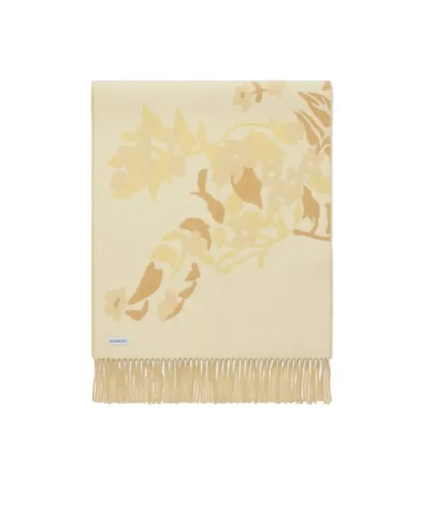 Burberry Wide Floral Ekd Cashmere Scarf