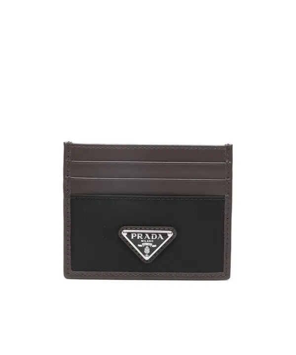 Prada Triangle-logo Two-toned Cardholder - Black
