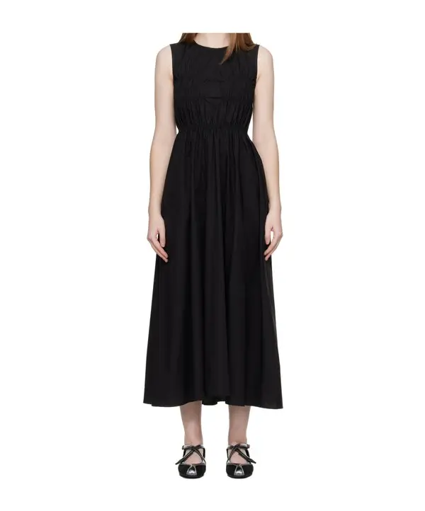 Cecilie Bahnsen Sleeveless Midi Dress With Pleats And Tie Back