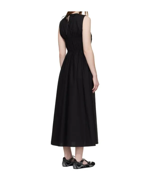 Cecilie Bahnsen Sleeveless Midi Dress With Pleats And Tie Back